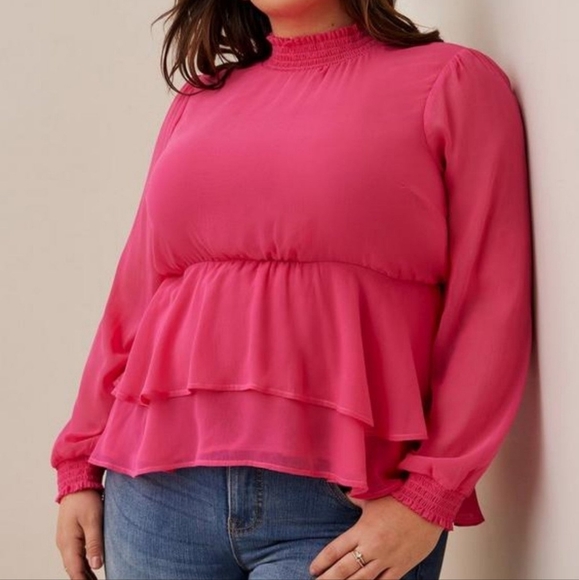 torrid | Tops | Torrid Crinkle Chiffon Smock Neck Ruffle Tiered Top ...